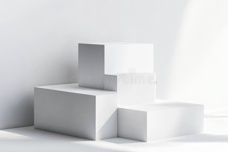 Modern Minimalist White Cube Display Podiums Generated Using AI. Stock ...