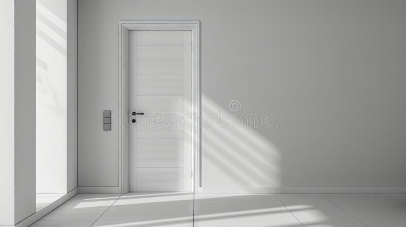 Modern Minimalist White Door in Sunlit Room Interior Design. Copy Space ...
