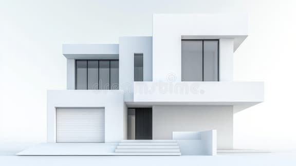 Modern Minimalist White House a 3D Rendering of Contemporary Architecture with Ample Copy Space ...