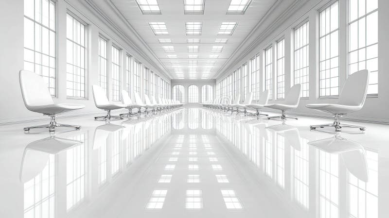 Modern Minimalist White Office Space Stock Illustration - Illustration ...