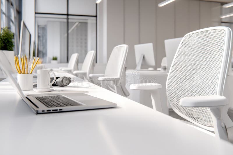 Modern Minimalist White Office Space Design Stock Illustration ...