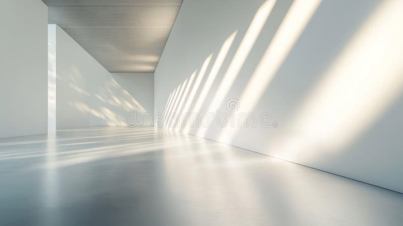 Modern Minimalist White Room Interior with Sunlight and Shadows Stock ...