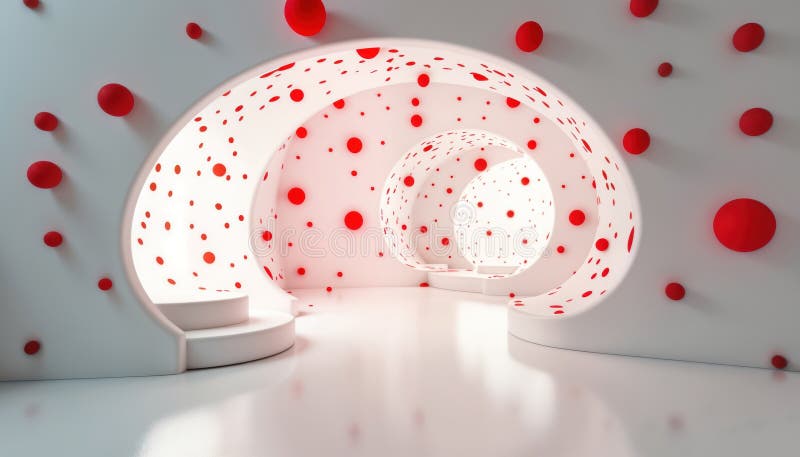 Modern Minimalist White Room with Vibrant Red Dots. Abstract Patterns ...