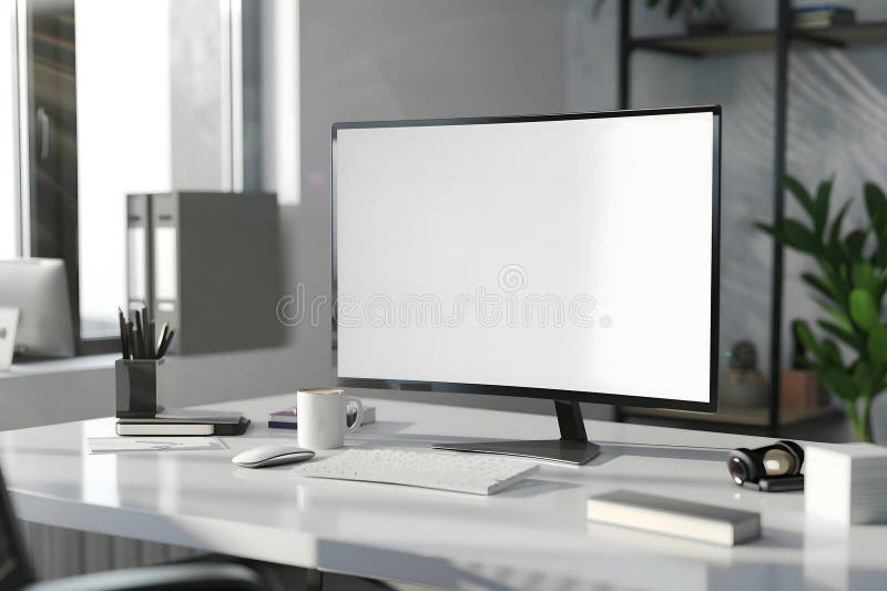 Modern Minimalist Workspace: a Clean and Efficient Desktop Setup Stock Illustration ...