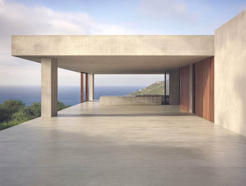 Modern Minimalistic Architecture Overlooking the Ocean with a Spacious ...