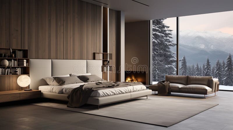 Modern Minimalistic Beige Bedroom Interior Design, Wither Concept with ...