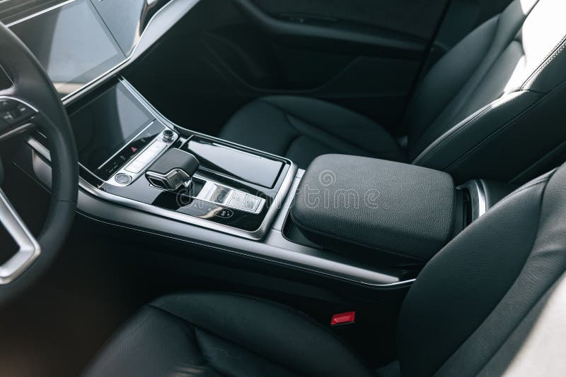 Modern Minimalistic Black Interior of a Car Stock Image - Image of ...