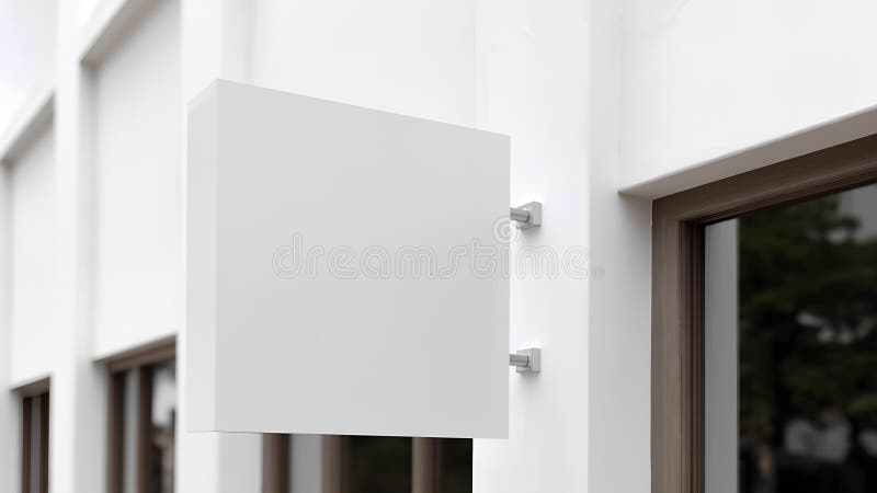 A Modern, Minimalistic Blank White Square Sign Hangs on the Exterior ...