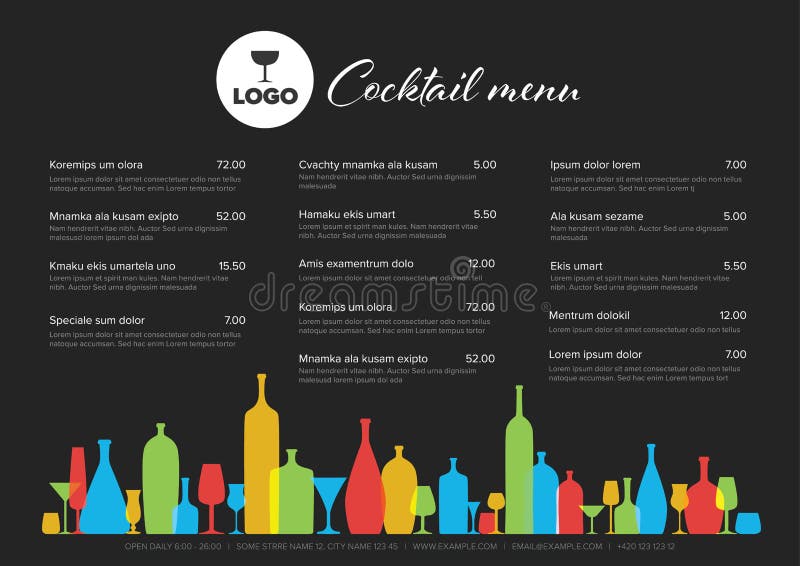 Modern Minimalistic Cocktail Menu Template Stock Vector - Illustration ...