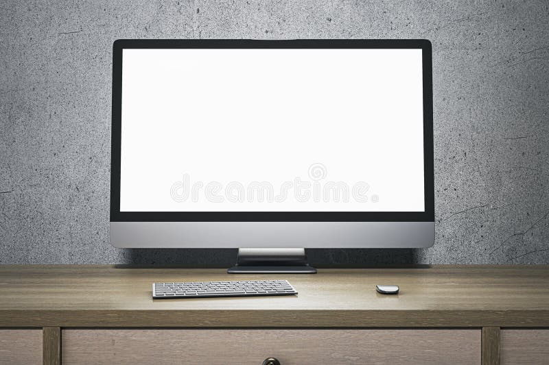 Modern Minimalistic Designer Office Interior with Blank White Computer ...