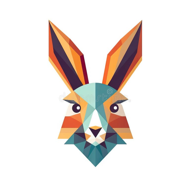 Modern and Minimalistic Geometric Rabbit Head on White Background AI ...