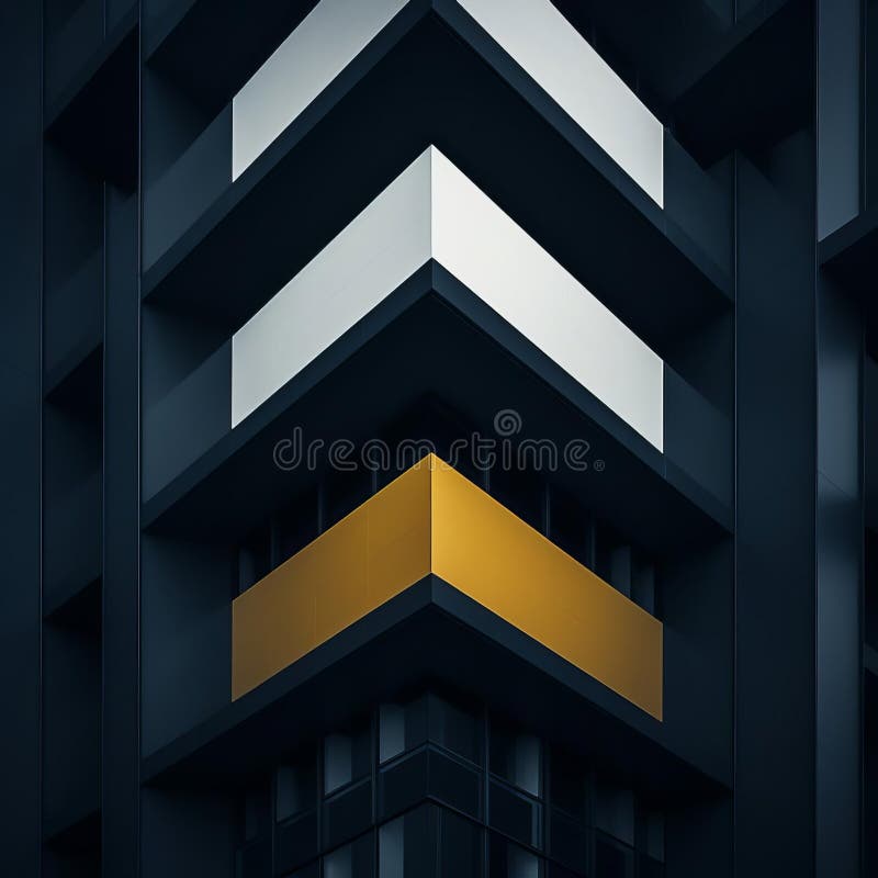 Modern Minimalistic Grid Building Design with Chevron Accent Stock ...
