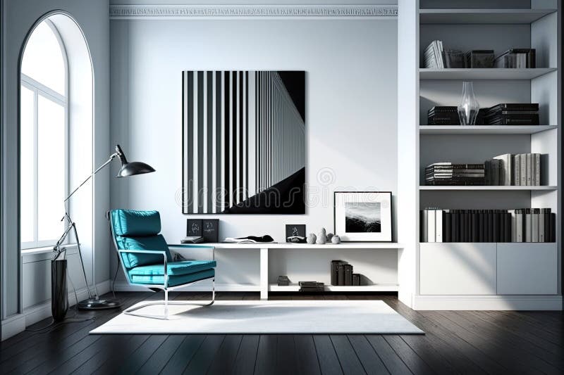 Modern Minimalistic Industrial Style Study, Stock Illustration ...