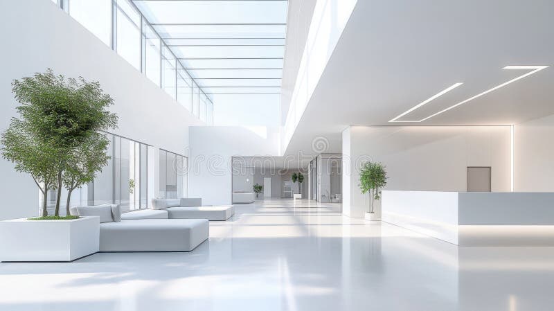 Modern Minimalistic Interior of a Bright and Spacious Office Lobby with ...