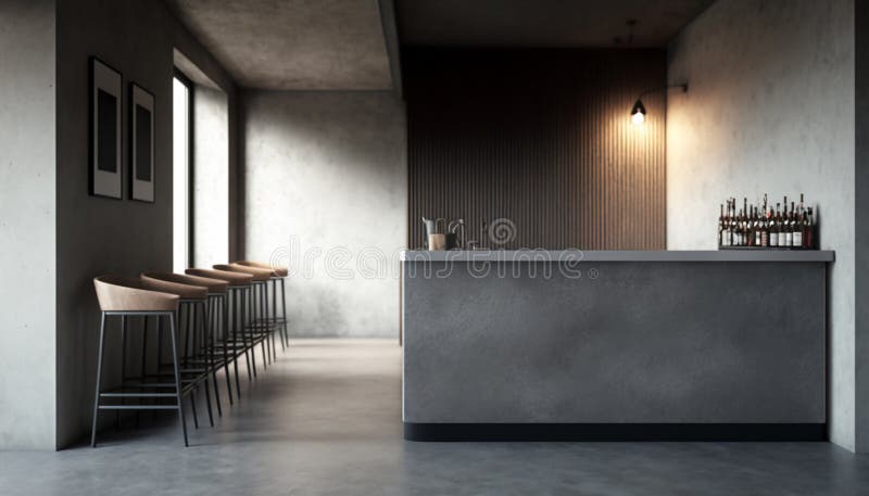 Modern Minimalistic Interior Cafe Bar, Generative AI Stock Illustration ...