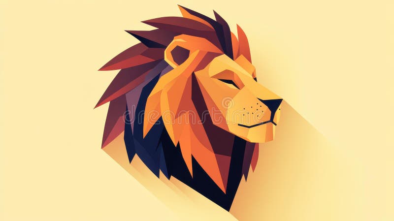 A Modern, Minimalistic Lion Design Featuring a Bold Mane and Flat ...