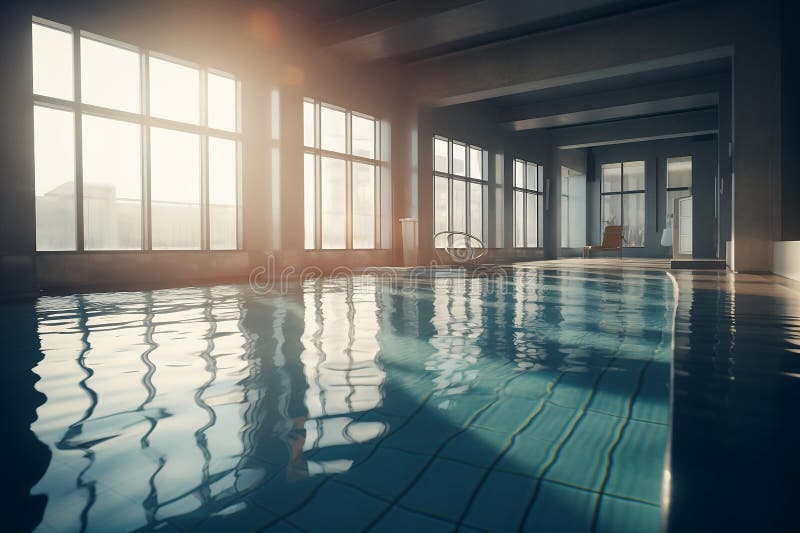 Modern Minimalistic Luxury Swimming Pool with Large Windows Stock ...