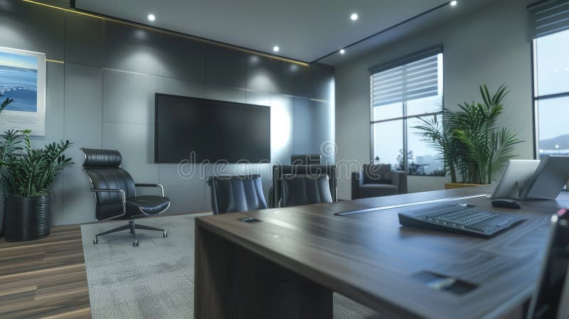 Modern Minimalistic Office Design with Interactive Display for European ...
