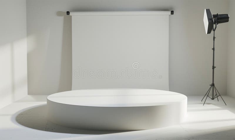 A Modern, Minimalistic Photo Studio Setup Featuring a White Circular ...