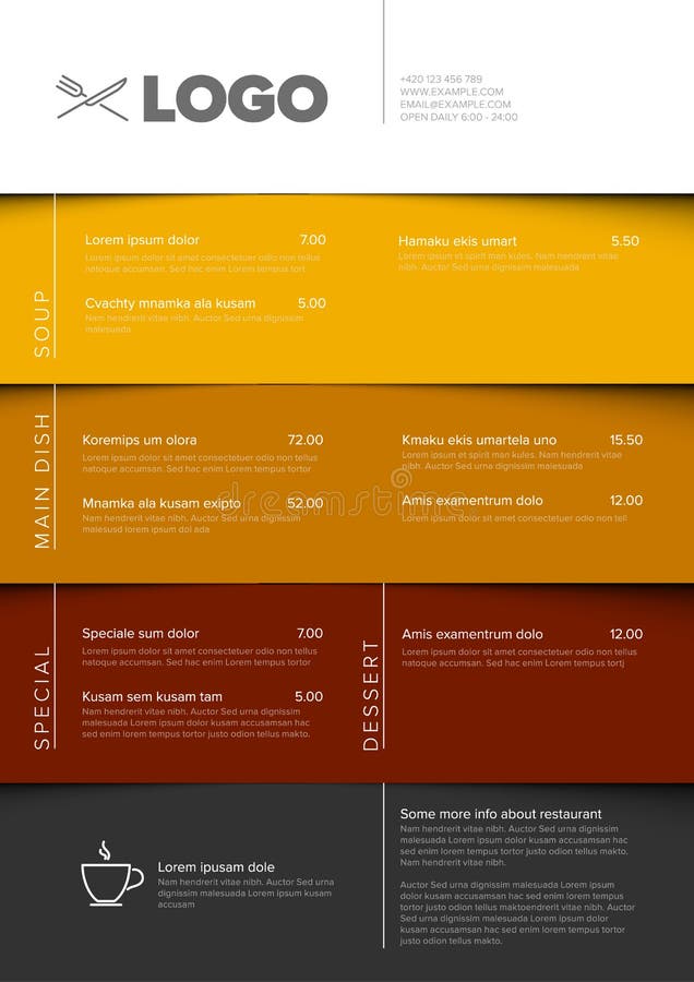 Modern Minimalistic Restaurant Menu Template Stock Vector ...