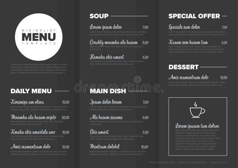 Modern Minimalistic Restaurant Menu Template Stock Vector ...