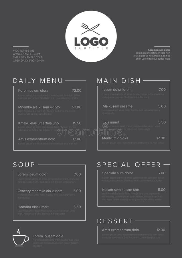 Modern Minimalistic Restaurant Menu Template Stock Vector ...