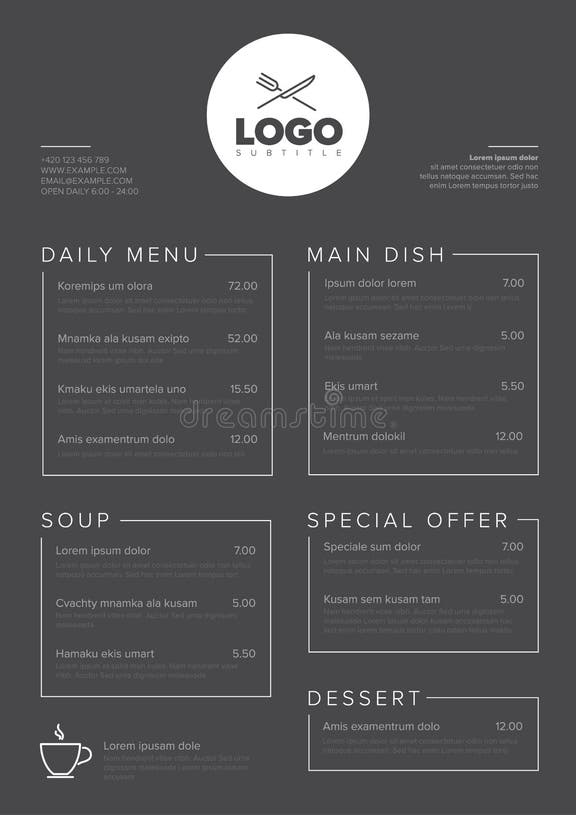 Modern Minimalistic Restaurant Menu Template Stock Vector ...