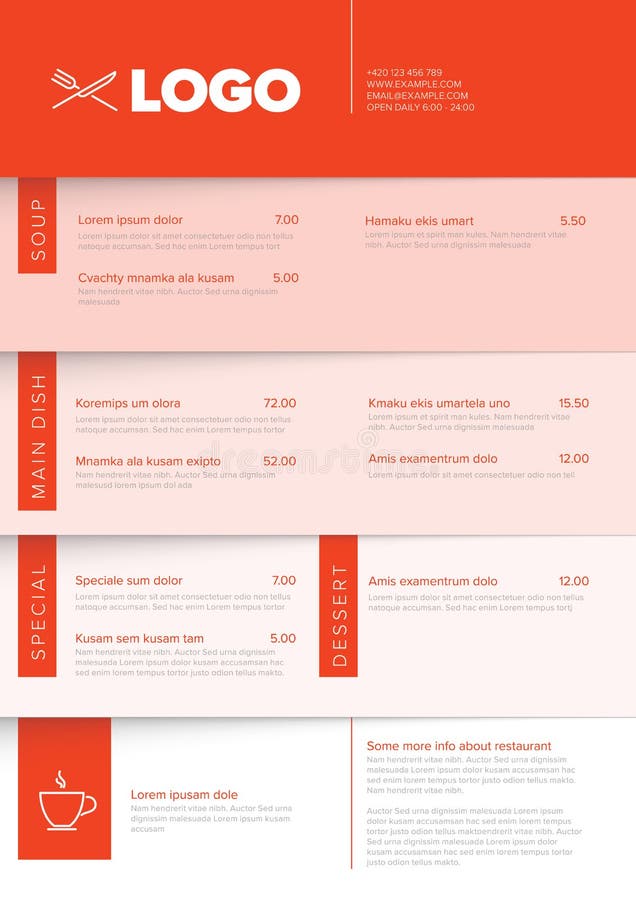 Modern Minimalistic Restaurant Menu Template Stock Vector ...