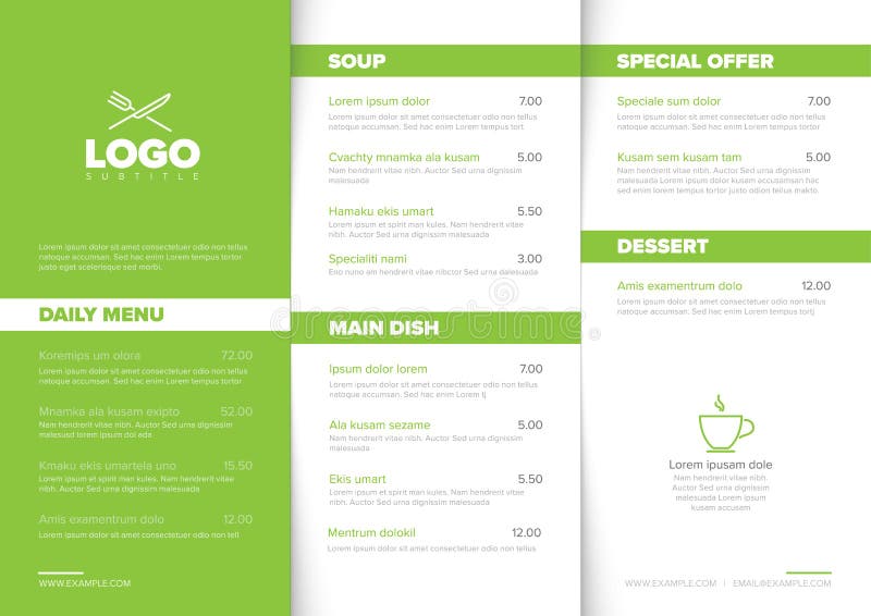 Modern Minimalistic Restaurant Menu Template Stock Vector ...