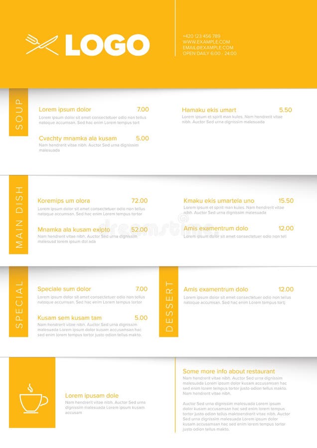 Modern Minimalistic Restaurant Menu Template Stock Vector ...