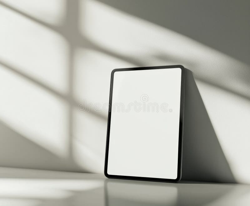 Modern Minimalistic Tablet Display with Soft Shadow on White Surface ...