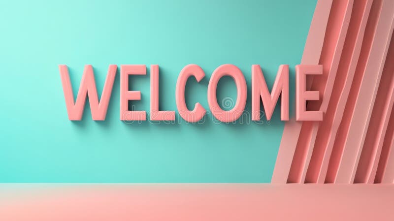 Modern Minimalistic Welcome Sign with Pastel Colors and Geometric ...
