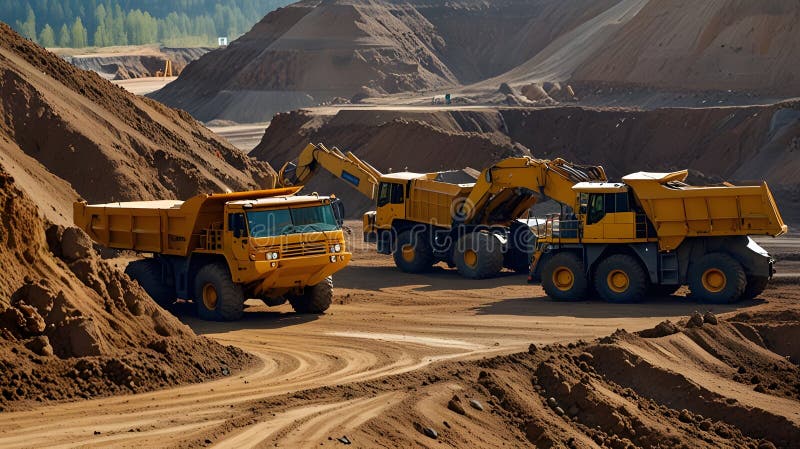 Modern Mining Industry Landscape with Heavy Machinery and Excavation ...