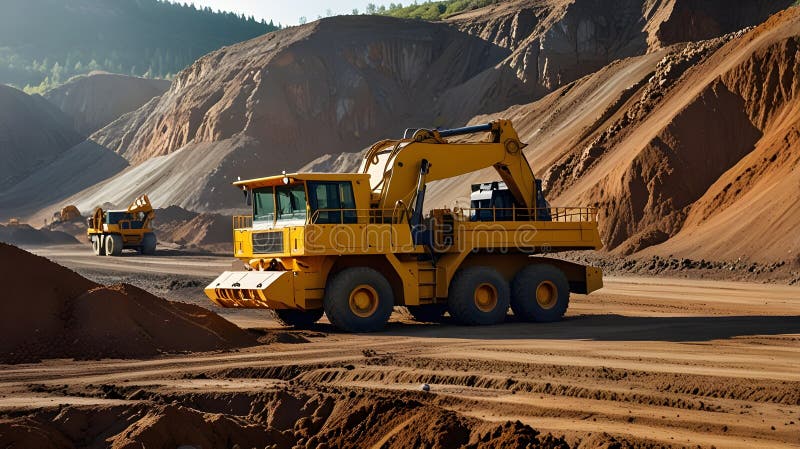 Modern Mining Industry Landscape with Heavy Machinery and Excavation ...