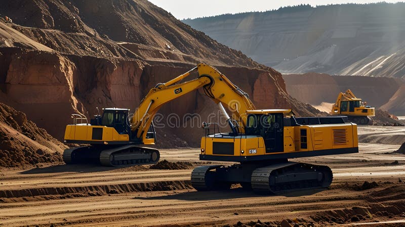 Modern Mining Industry Landscape with Heavy Machinery and Excavation ...