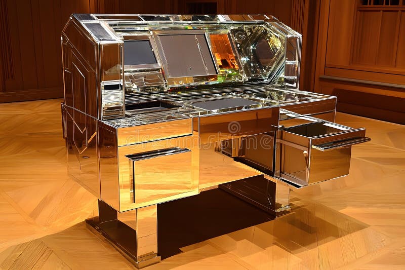 Golden Mirrored Desk stock illustration. Illustration of interior ...