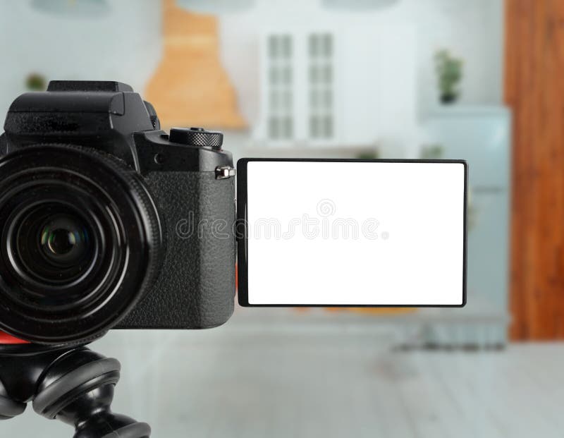 Modern Mirrorless Camera Ready To Records with Blank Screen Stock Image ...