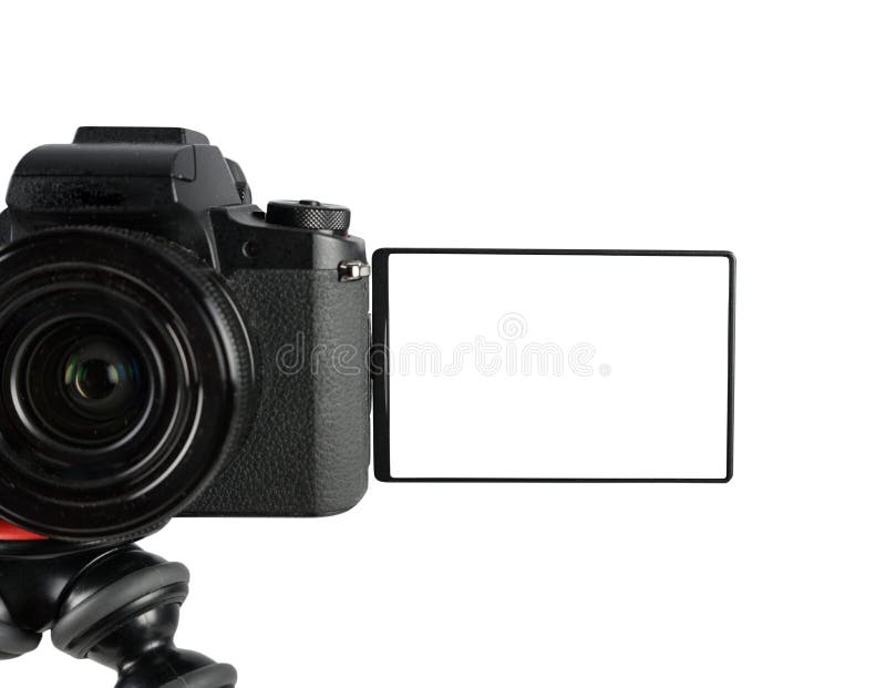 Modern Mirrorless Camera Ready To Records with Blank Screen Stock Photo ...