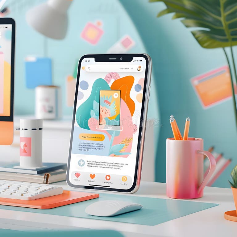 Modern Mobile App Design, Abstract Floral Illustrations and User ...