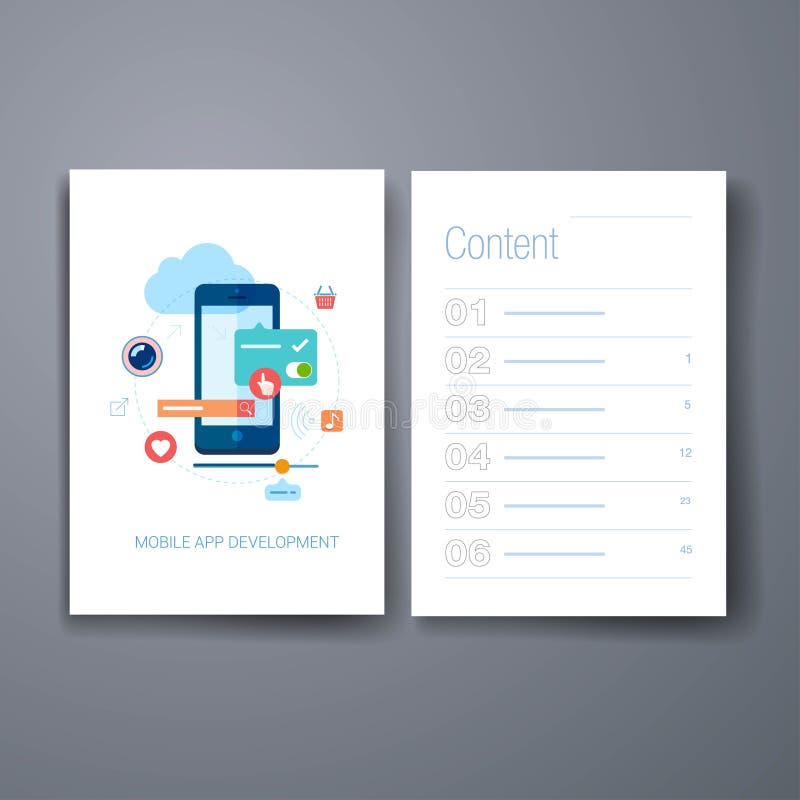Modern Mobile App Development Flat Icon Cards Stock Vector ...