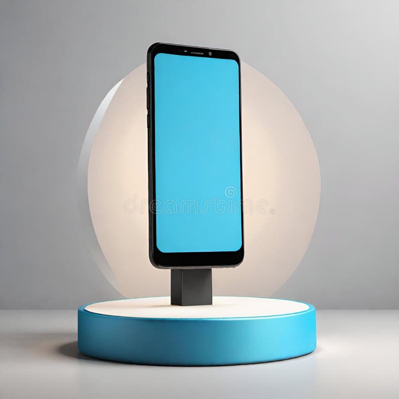 Modern Mobile App Mockup on the Table with Blue Background Stock ...