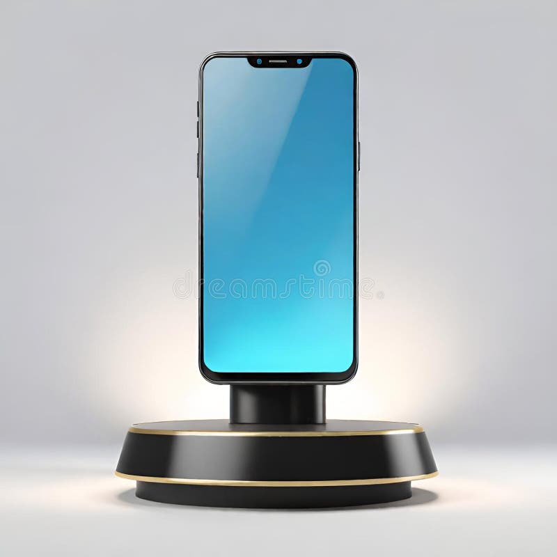 Modern Mobile App Mockup on the Table with Blue Background Stock ...