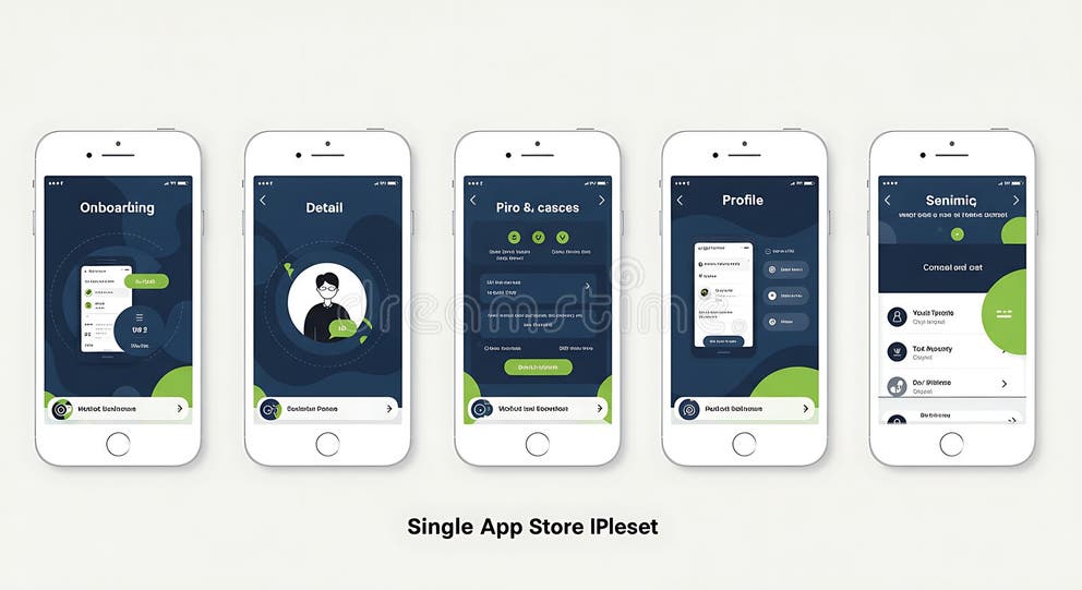 Modern Mobile App UI Design Showcase - Multiple Screens Stock ...
