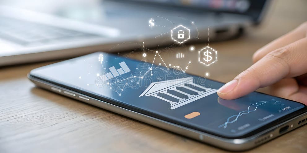 Modern Mobile Banking Interface, Secure Transactions, Financial Data ...