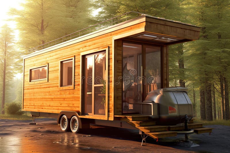 Modern Mobile Bunkie, Build on Top of a Trailer with Wheels. Generative ...