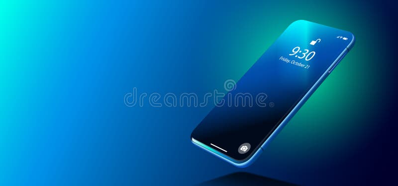 Modern Mobile Cell Phone on Colorful Background. Stock Vector ...