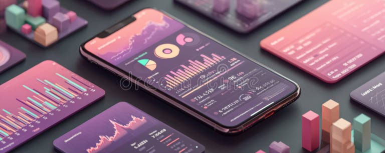 Modern Mobile Dashboard Showing Data Visualizations and Analytics Graphics Stock Photo - Image ...