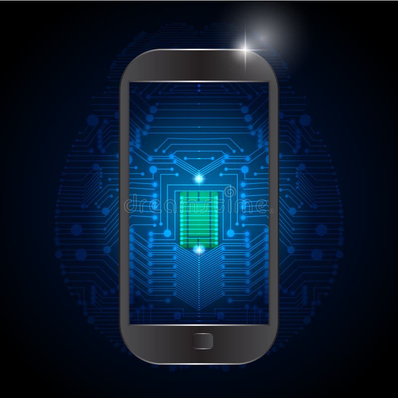 Modern Mobile Device Over Technology . Vector Illustration Stock ...