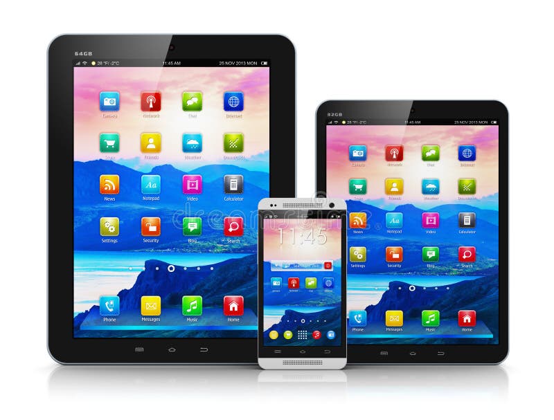 MOBILE DEVICES Empty Screens Stock Illustration - Illustration of ...