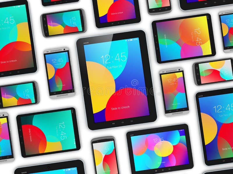 Smartphones and Mobile Applications Stock Illustration - Illustration ...